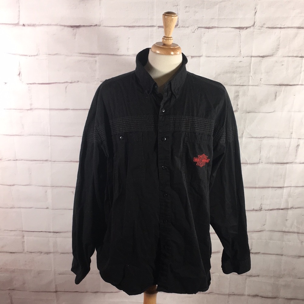Harley Davidson Motor Cycles Embroidered Button Down … - Gem